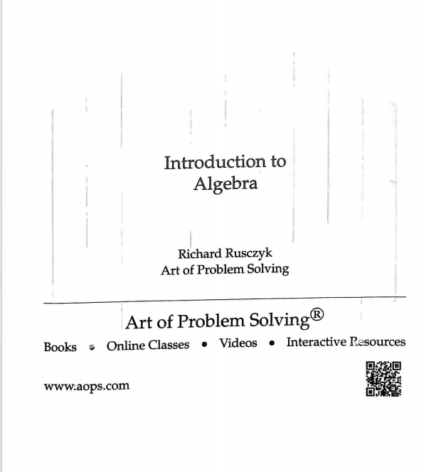 AOPS竞赛黑皮书全套23本PDF清晰版——Introduction to Algebra 代数导论 - AMC8数学竞赛官网