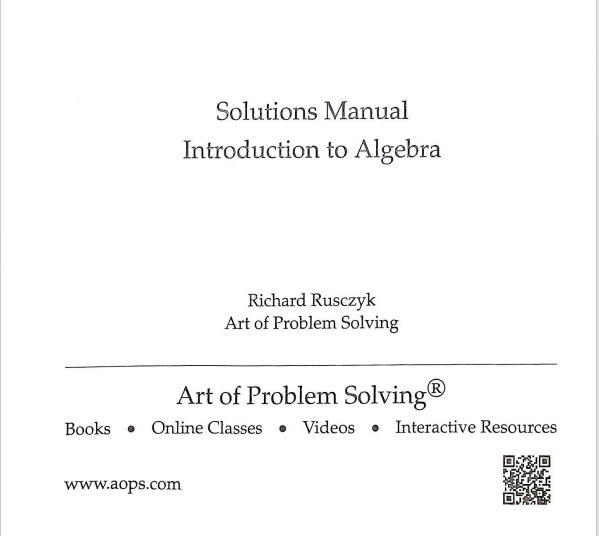 AOPS竞赛黑皮书全套23本PDF清晰版——Introduction to Algebra 代数导论答案 - AMC8数学竞赛官网